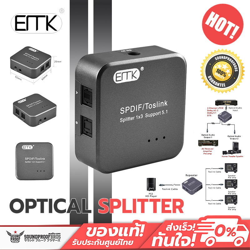 ขาย ERTK - Optical Splitter แบบเข้า 1 ออก 3 หัว รองรับ 5.1 | Shopee ...