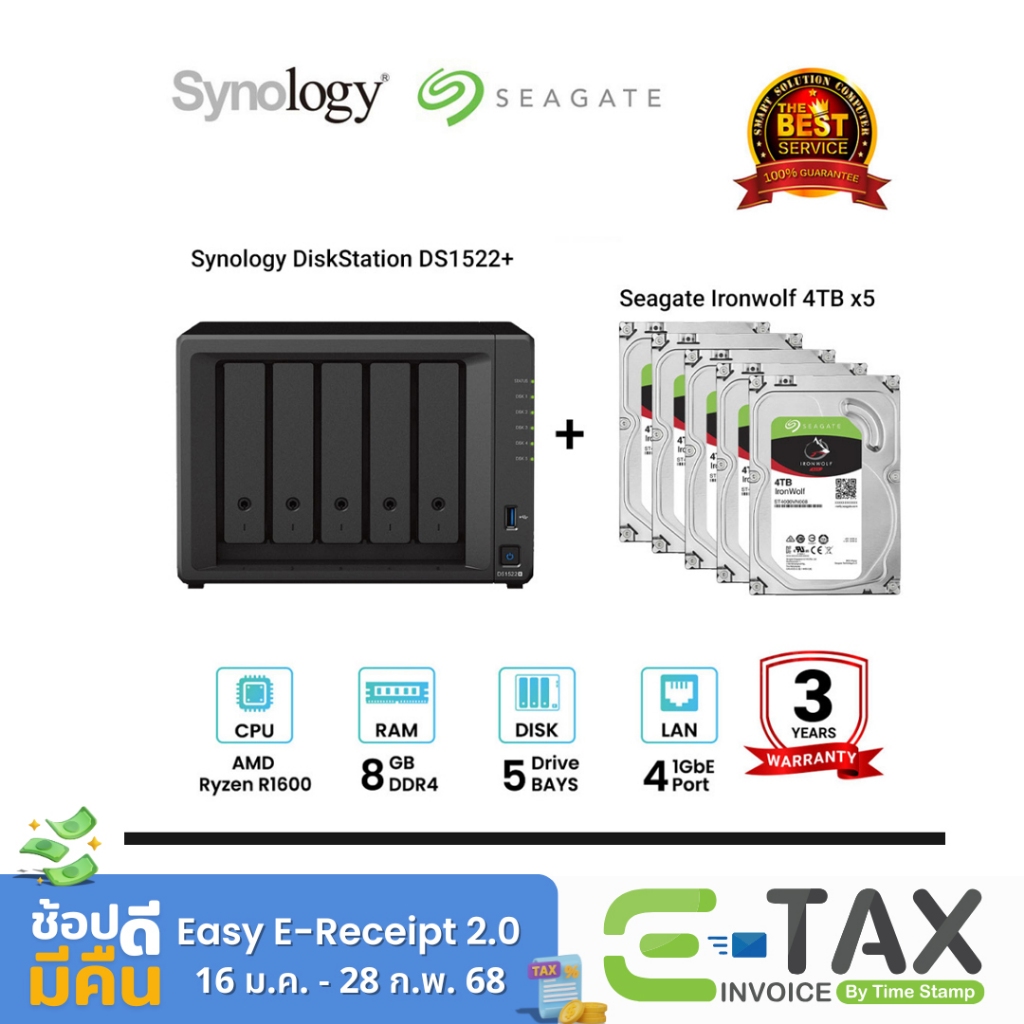 Synology DiskStation DS1522+ 5 Bays Nas + Seagate Ironwolf 4TB / 6TB ...