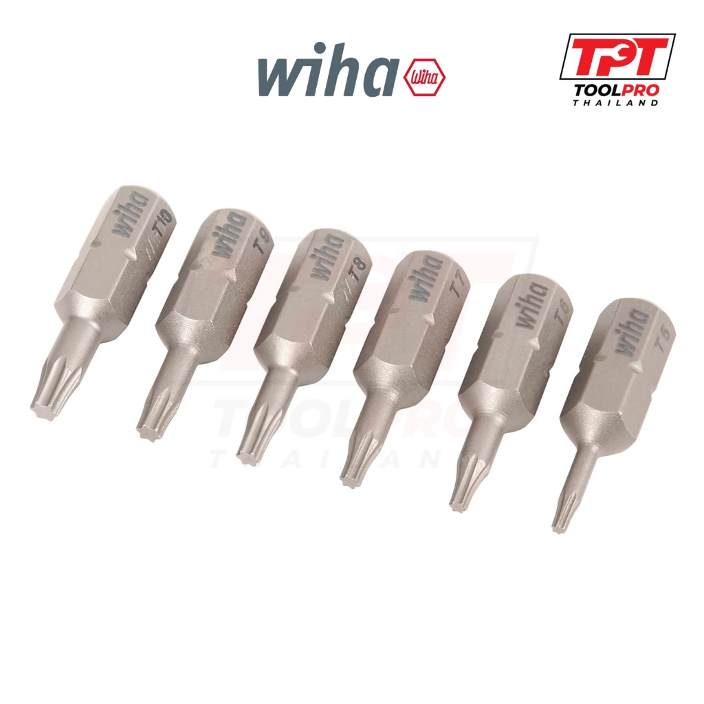 Wiha ชุดดอกไขควงทอร์กซ์ 6 ชิ้น, T5 - T10 x 25mm, Torx Bit Set (71570) | Shopee Thailand