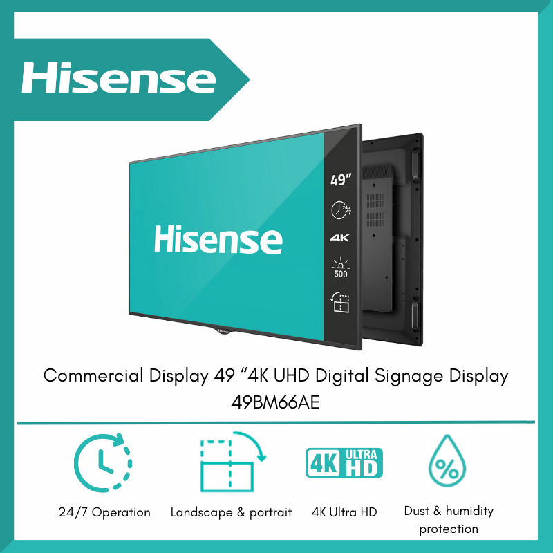 Hisense Commercial Display 49 “4K UHD Digital Signage Display รุ่น ...