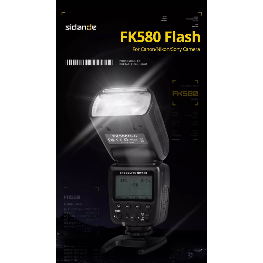 Sidande FK580 High Speed Sync Flash SLR Camera External Master Control ...