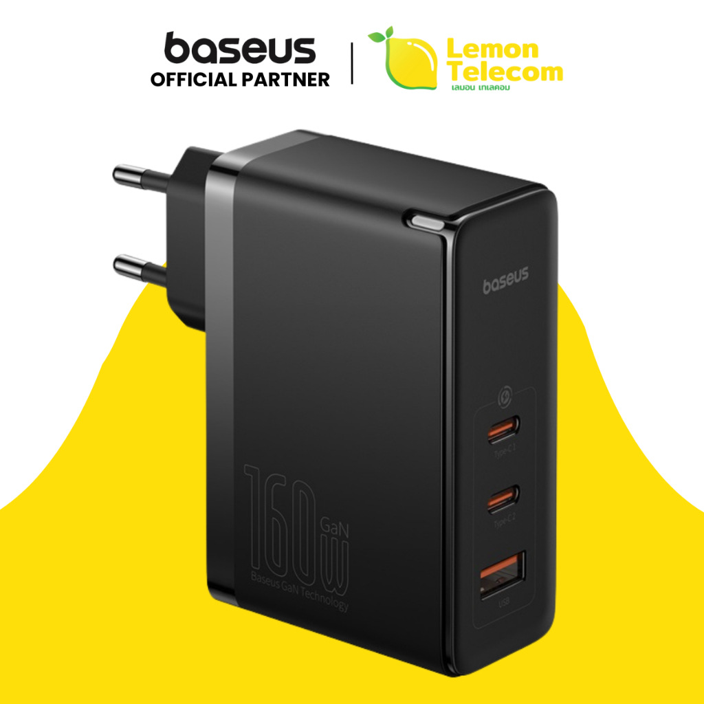 หัวชาร์จเร็ว160W Baseus GaN5 Pro Digital Fast Charger 2C+U EU ที่ชาร์จโทรศัพท์ ที่ชาร์จคอม อะแดป ...