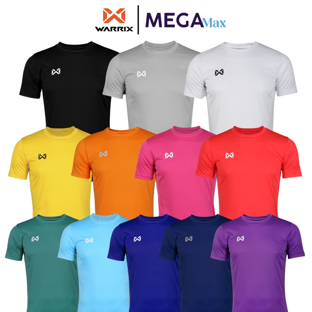 เสื้อกีฬา WARRIX FBA071 FBA571 ผ้าไมโครเรียบ คอกลม แขนสั้น สีพื้น WA-251FBACL01 | Shopee Thailand