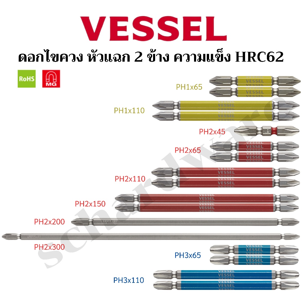 VESSEL ดอกไขควงหัวแฉก ดอกไขควงหัวแฉก2ข้าง ดอกไขควง ดอกไขควงลม (ความแข็ง ...