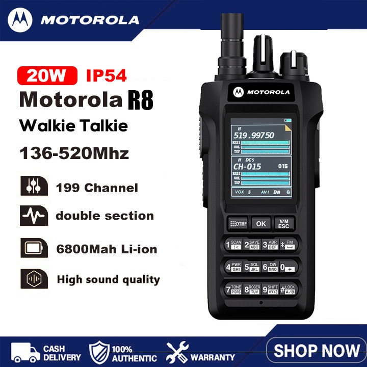 Motorola-R8 20W วิทยุเอฟเอ็มแบบพกพา 199ช่อง IP54 กันน้ำและกันฝุ่น ความ ...