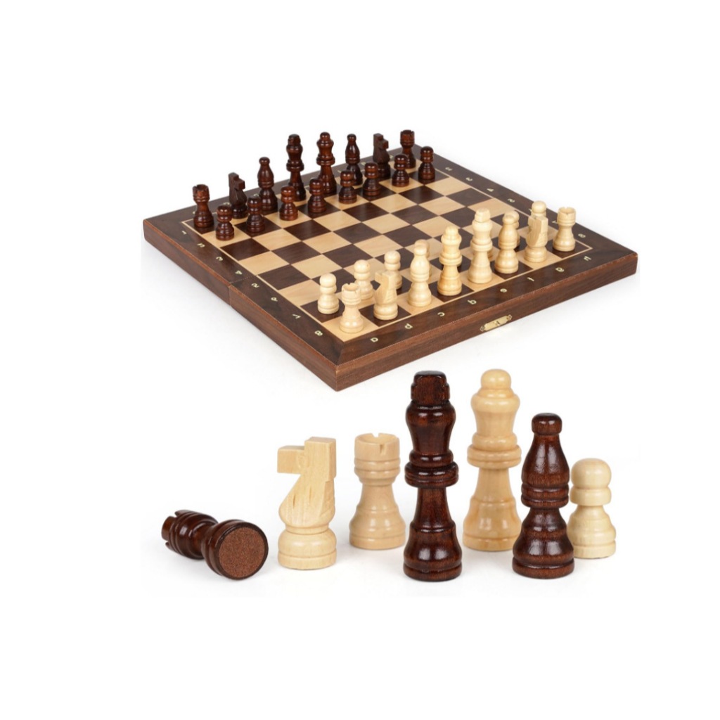 [Super Chess] ชุดหมากรุกสากลไม้วอลนัท+MDF (แม่เหล็ก) Gold Knight Wooden ...