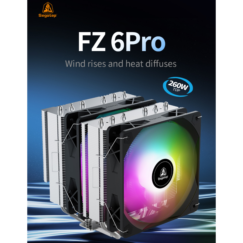 CPU Cooler SEGOTEP FZ6 Pro 6Heatpipe(Double-Tower) ARGB พัดลม 12 ซม. 6 ...