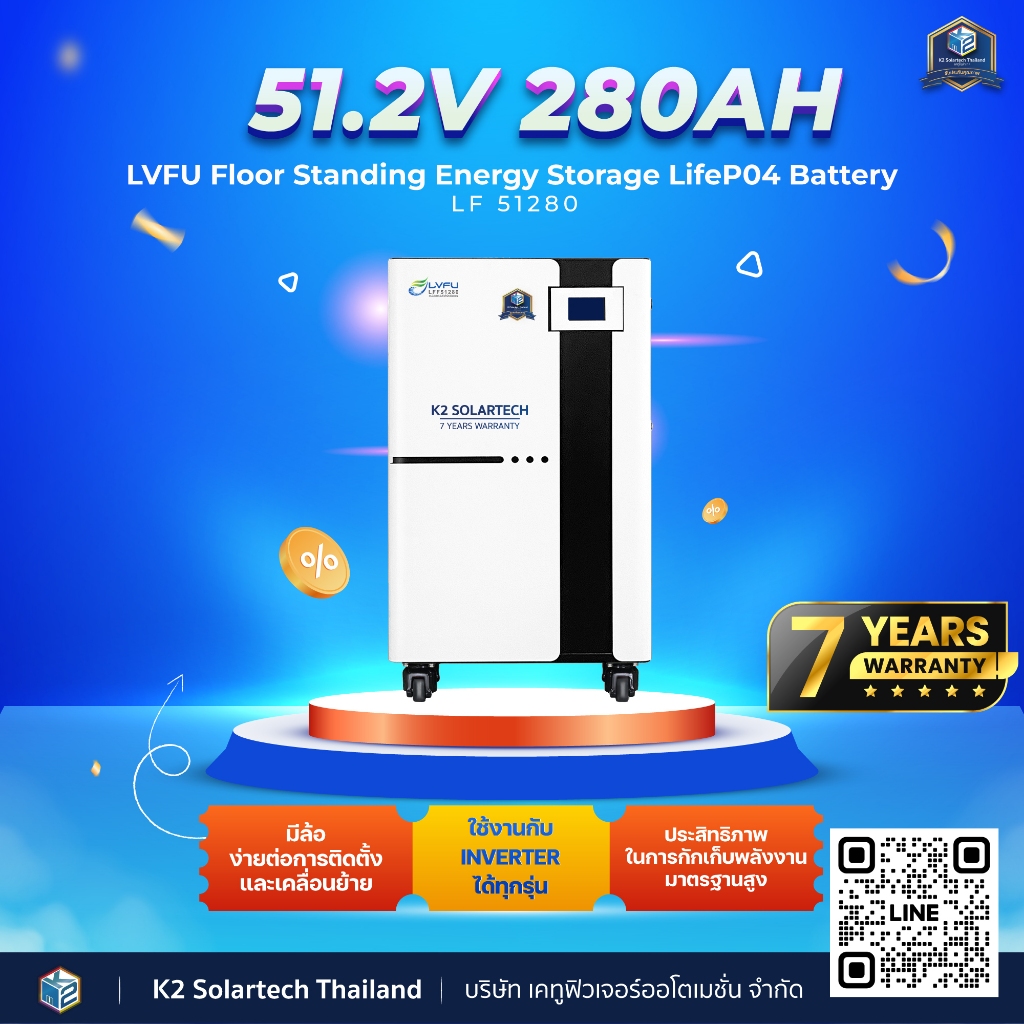 LVFU 51.2V 280AH Stackable Lithium battery แบตเตอรี่สำหรับ Inverterรับ ...