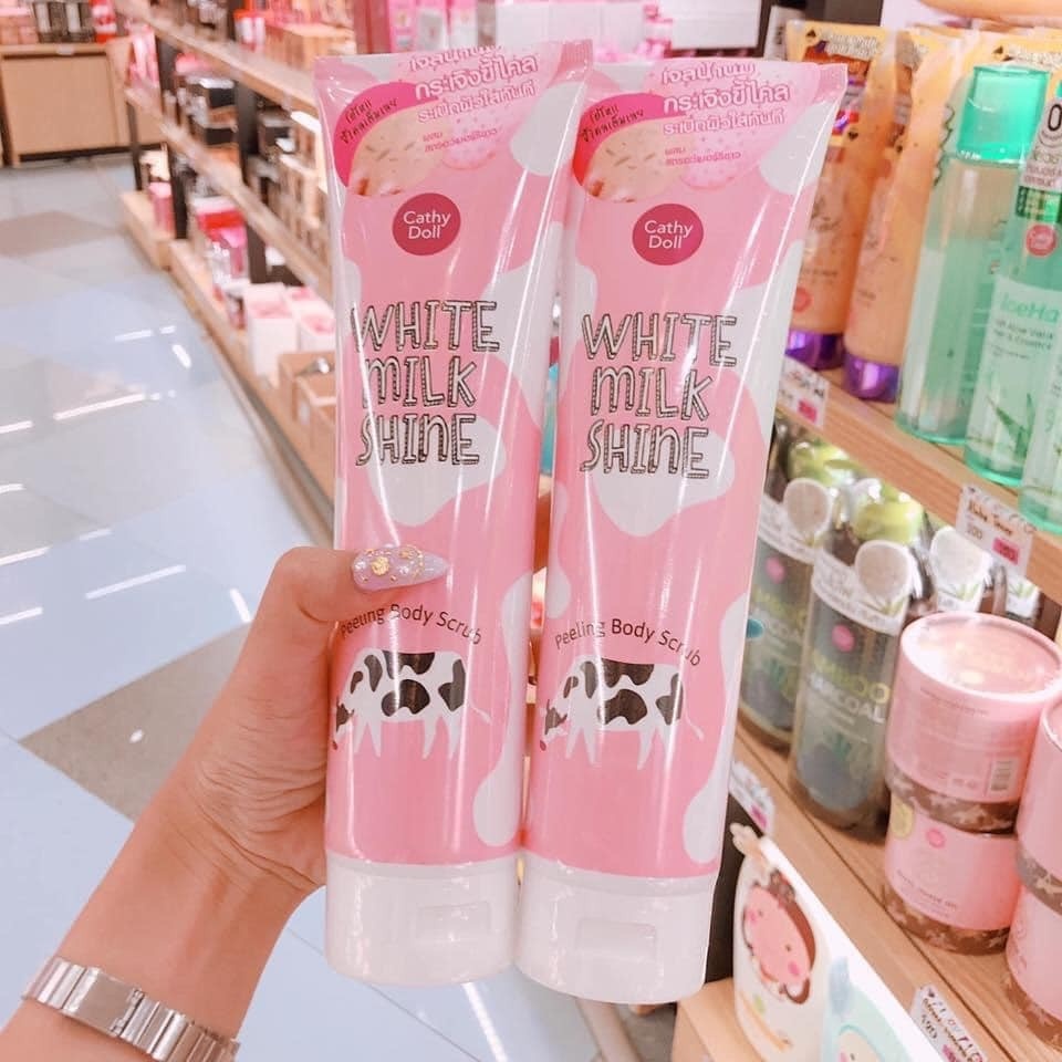 หลอดชมพู【เจลขัดขี้ไคล】สูตรนมวัว อ่อนโยน cathy doll peeling body scrub ...
