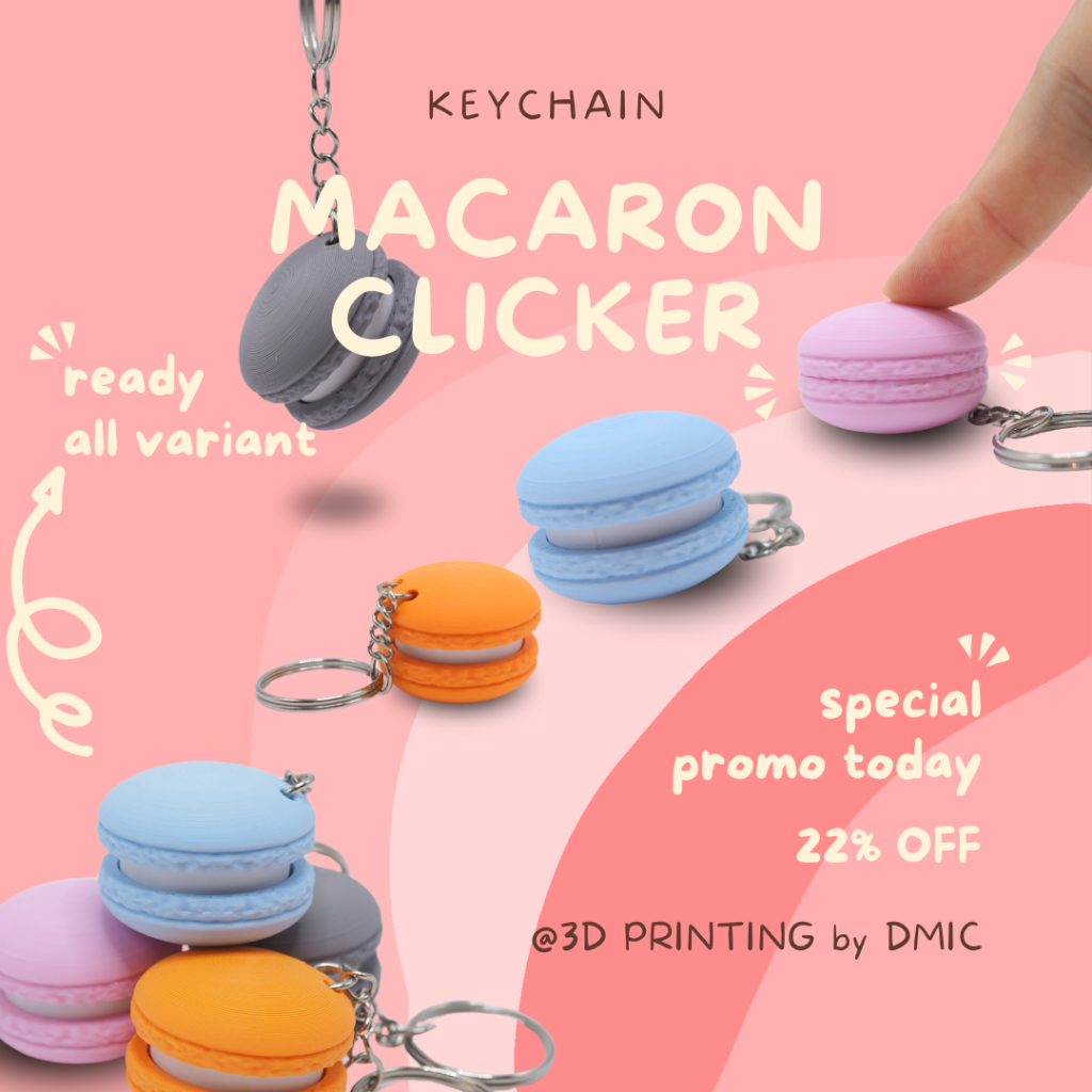 พวงกุญแจมาการองคลิกเกอร์ (Macaron Clicker Keychain) 3D Printing วัสดุ ...