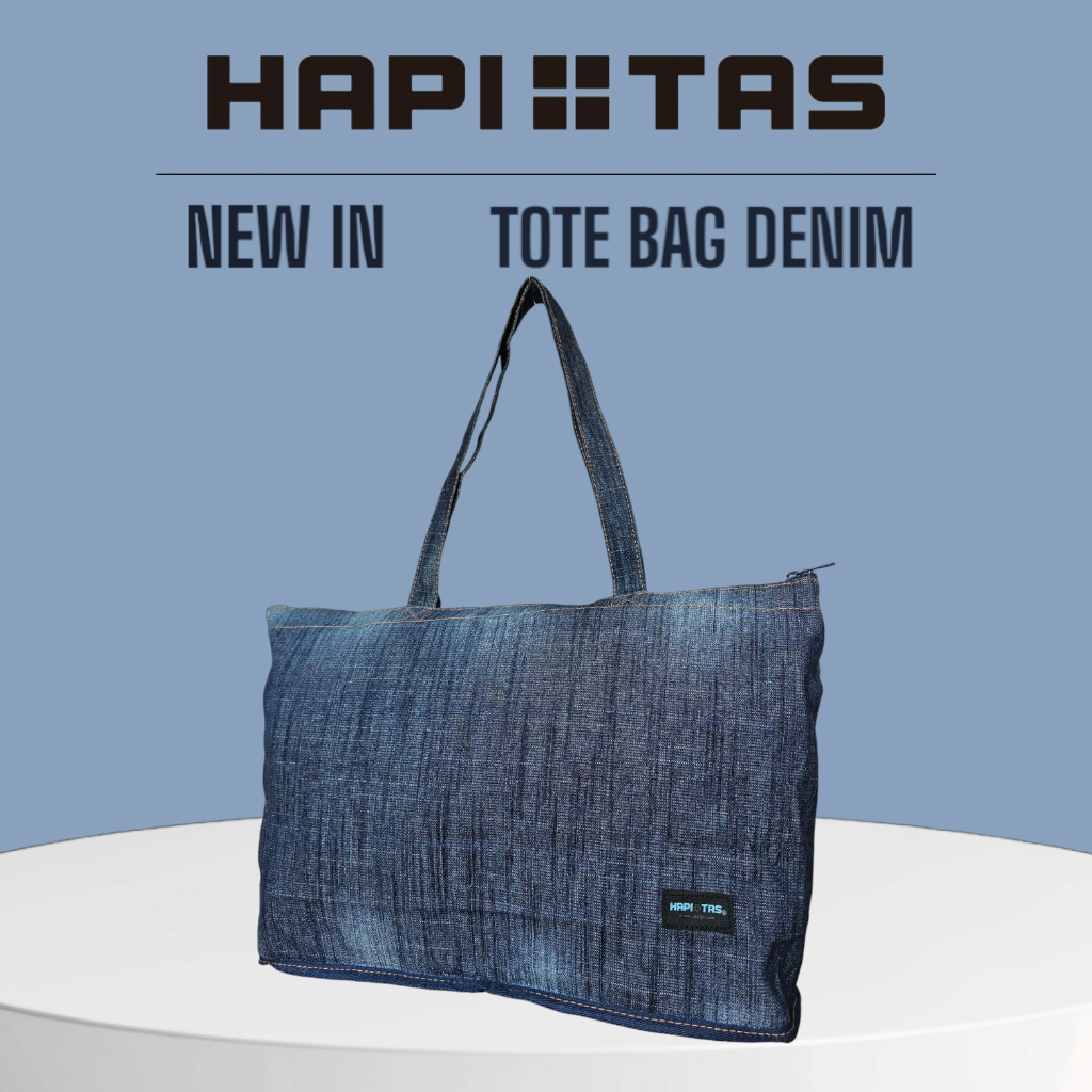 HAPITAS กระเป๋าพับ กระเป๋าสะพาย ทรง Tote Bag ลาย Jean | Shopee Thailand