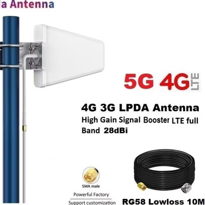 5G 4G 3G LPDA Anrenna 28dBi 10M RG58 Lowloss High Gain Signal Booster ...