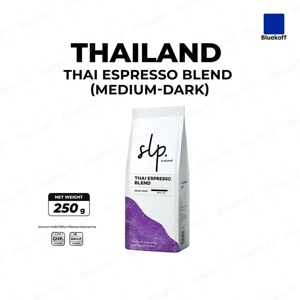 Bluekoff Thai Espresso Blend (Medium-Dark) แบรนด์ SLP คั่วสด ระดับคั่วกลางค่อนเข้ม (บรรจุ 250 ...