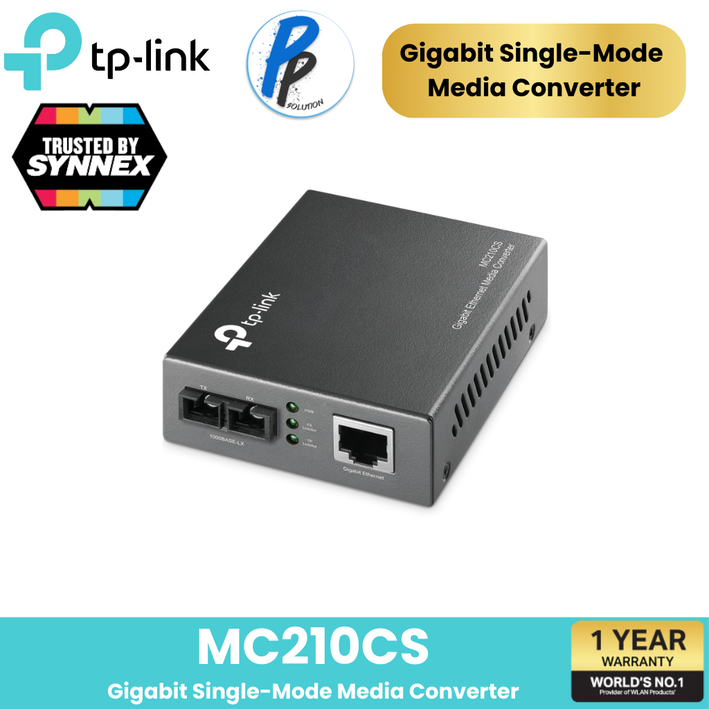 TP-LINK MC210CS Gigabit Single-Mode Media Converter 1 10/100/1000Mbps ...