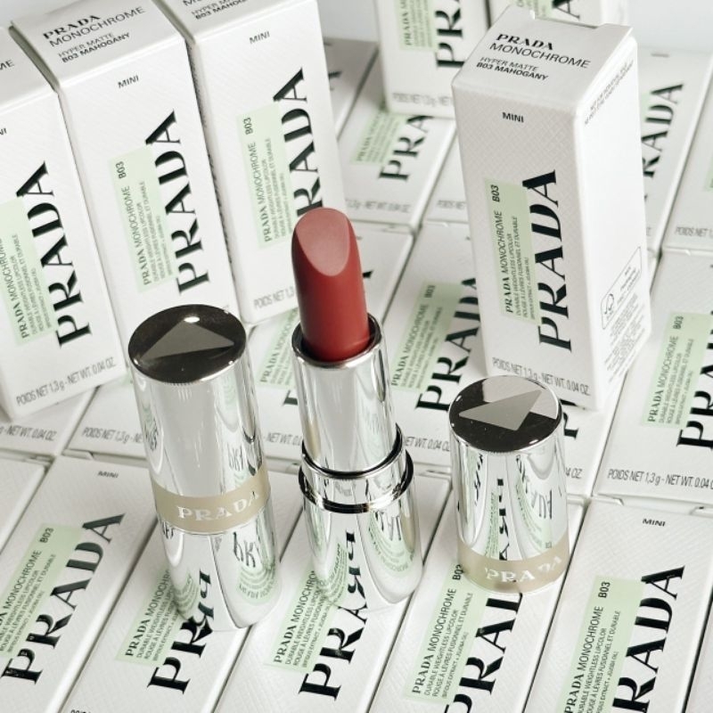 Prada Monochrome Hyper Matte Lipstick 1.3g Mini # B03 Mahogany | Shopee ...