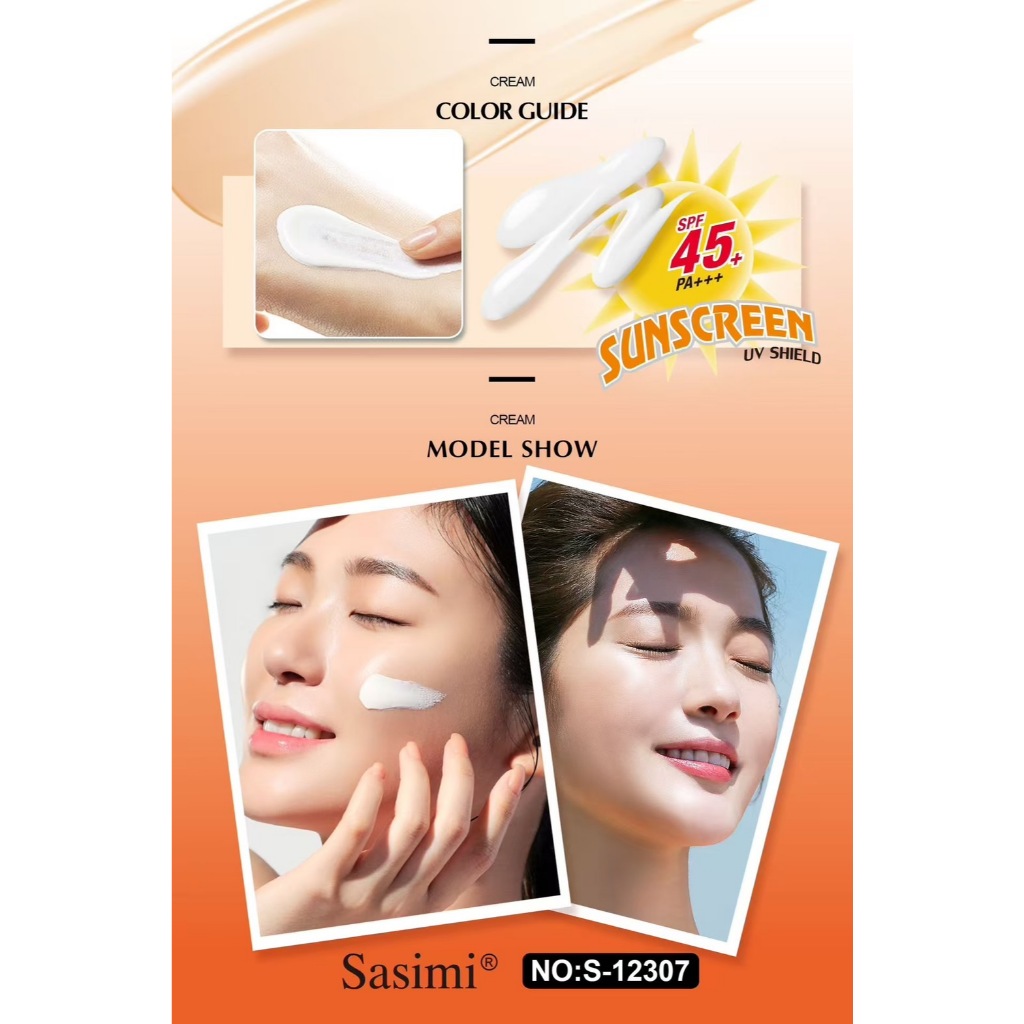 A-12307 Sasimi Sun Cream UV ครีมกันแดด เนื้อครีม สีขาว SPF45pa+++ ปริมาณ10กรัม.. | Shopee Thailand