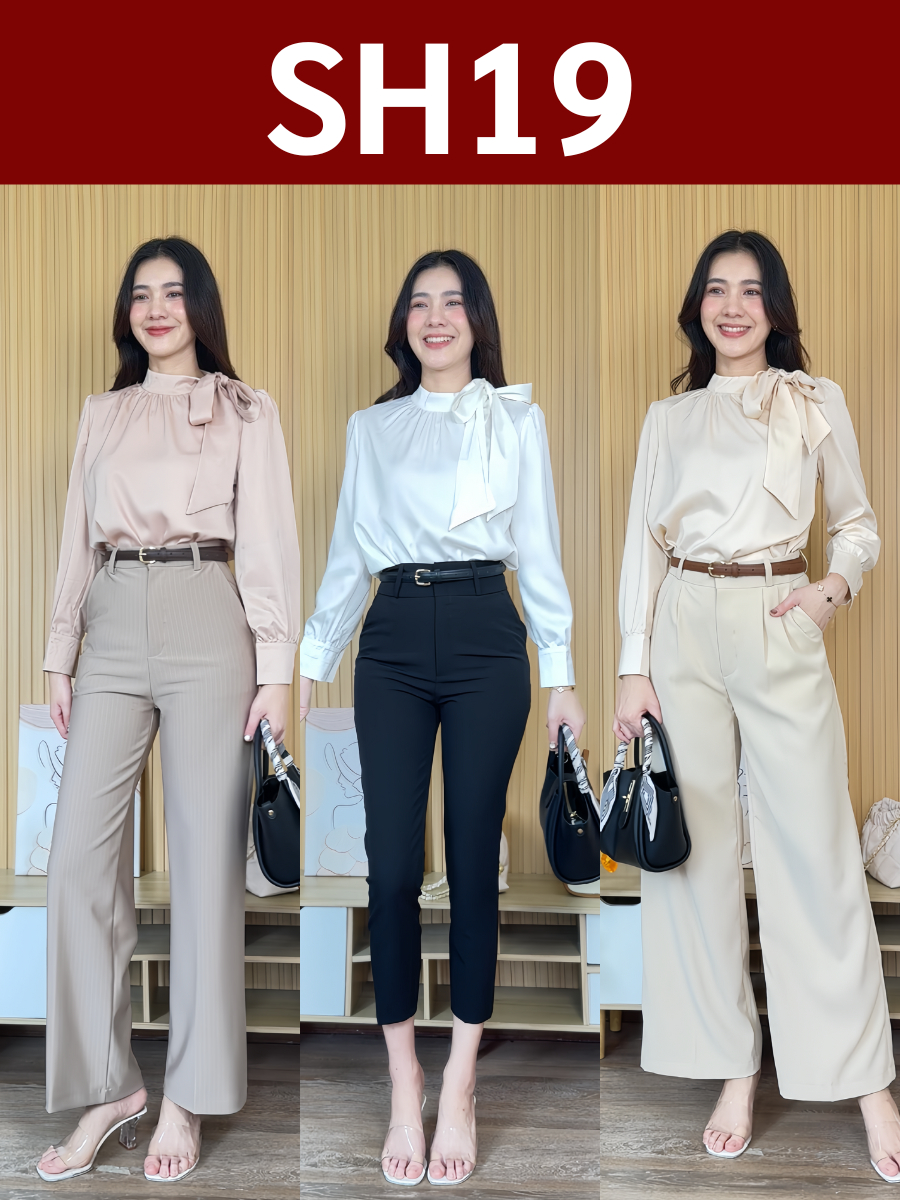 SH19 เสื้อคอจีนโบว์ข้าง– สวย หรู ดูแพง ใส่ได้ทุกโอกาส | Shopee Thailand