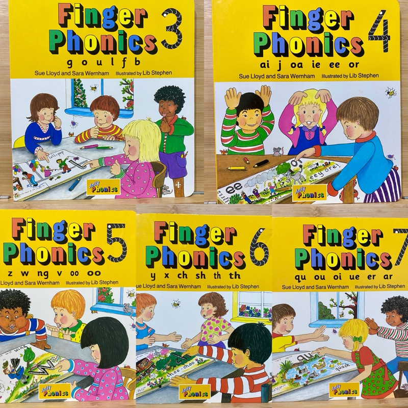 หนังสือ Jolly Phonics Finger Phonics Book 3 4 5 6 7 Board Book | Shopee ...