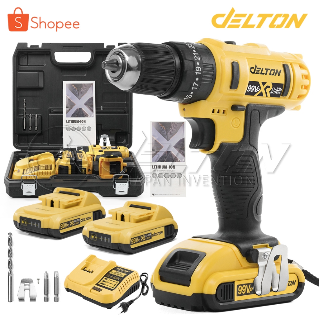 DELTON สว่านไร้สาย 3 ระบบ 99V ทรงพลัง สำหรับงานหนัก พร้อมแบตเตอรี่ 2 ก้อน ดอกสว่าน แท่นชาร์จขนาด ...
