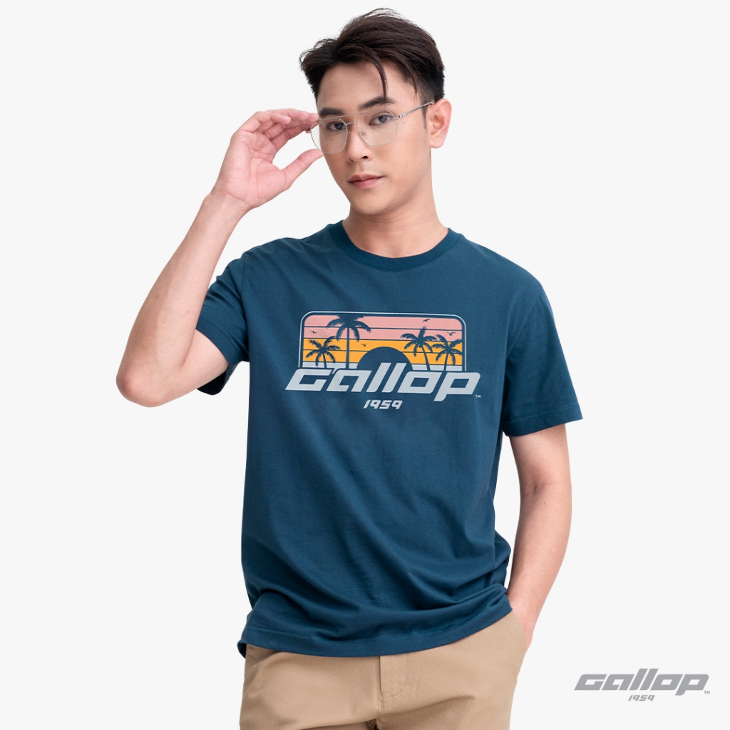 GALLOP : Graphic Tee เสื้อยืดพิมพ์ลาย ผ้าคอตตอนผู้ชาย รุ่น GT9189 สี ...