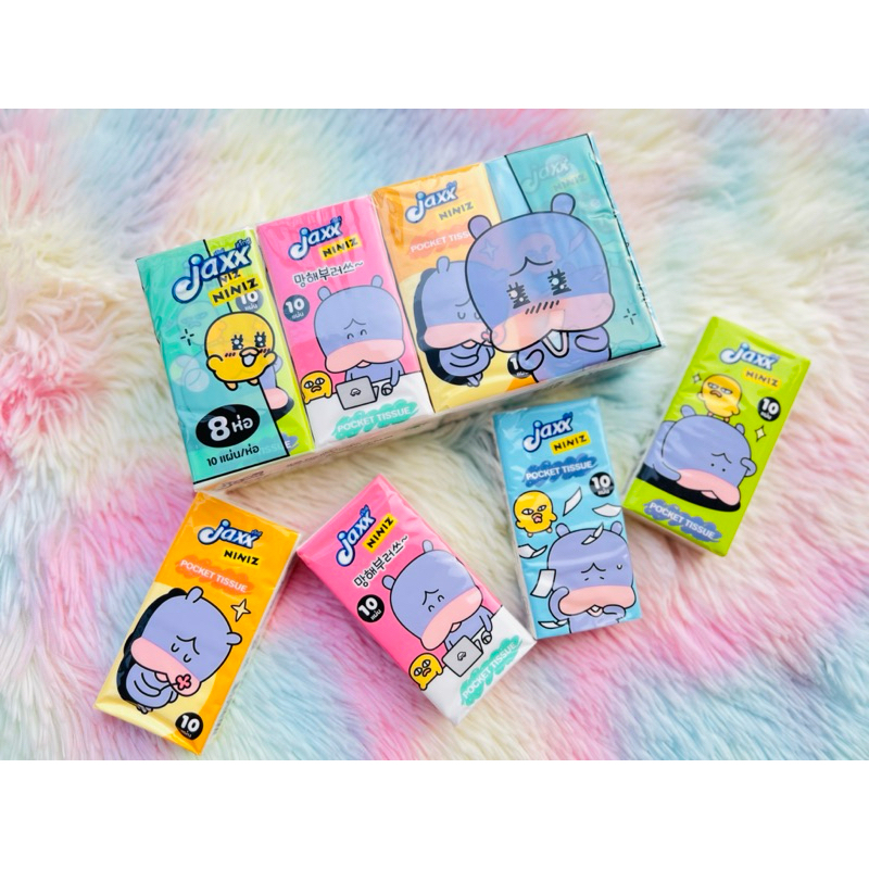 Jaxx แจ็กซ์ NINIZ กระดาษทิชชู่แบบพกพา ยกแพ็ค 8 ห่อ ทิชชู่พกพา ทิชชู่ ...