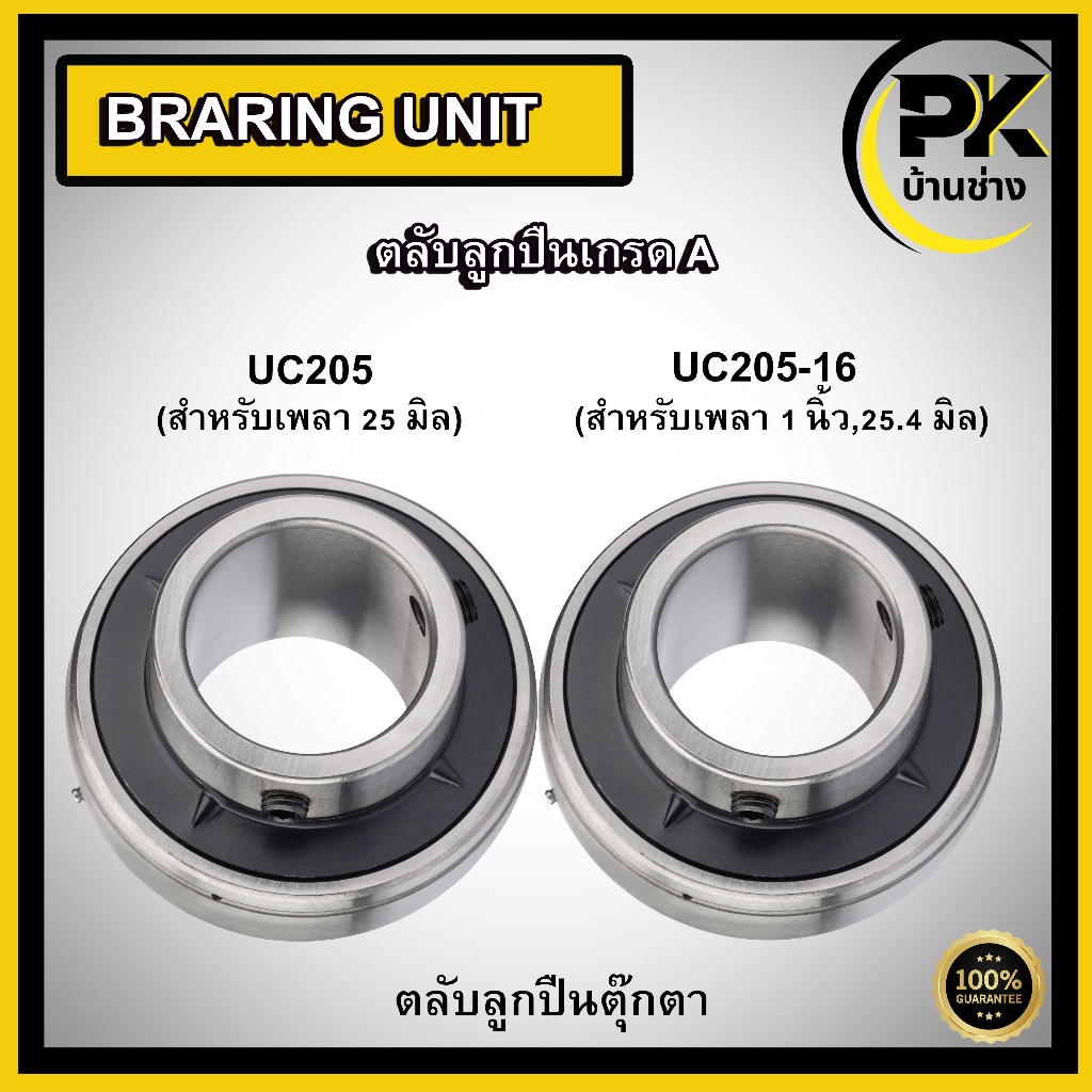 ตลับลูกปืนตุ๊กตา UC205 เพลา 25 มิล UC205-16 เพลา 1 นิ้ว 25.4 มิล Bearing Units ใช้สำหรับเพลามิล ...