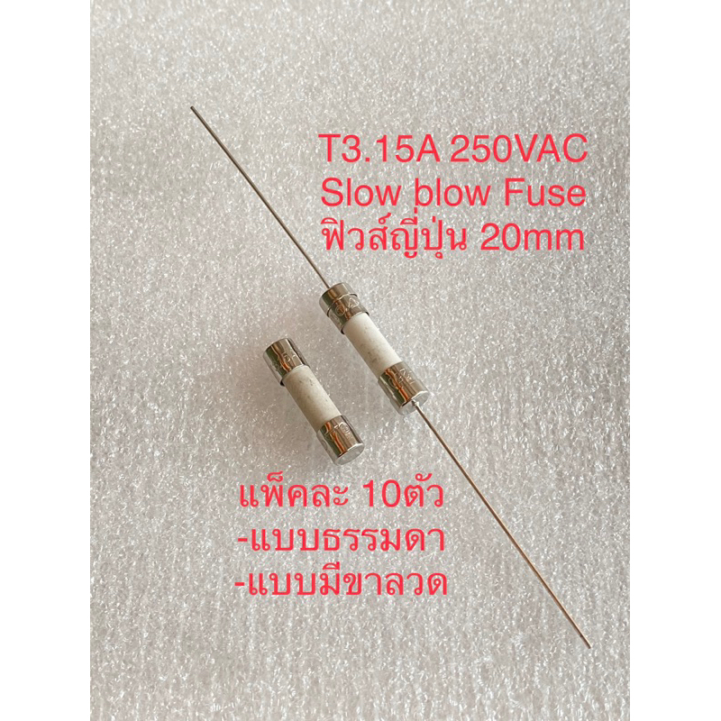 (10ชิ้น) Slow blow Fuse T3.15A 250VAC T3.15AH 250VAC 20mm ฟิวส์ ...
