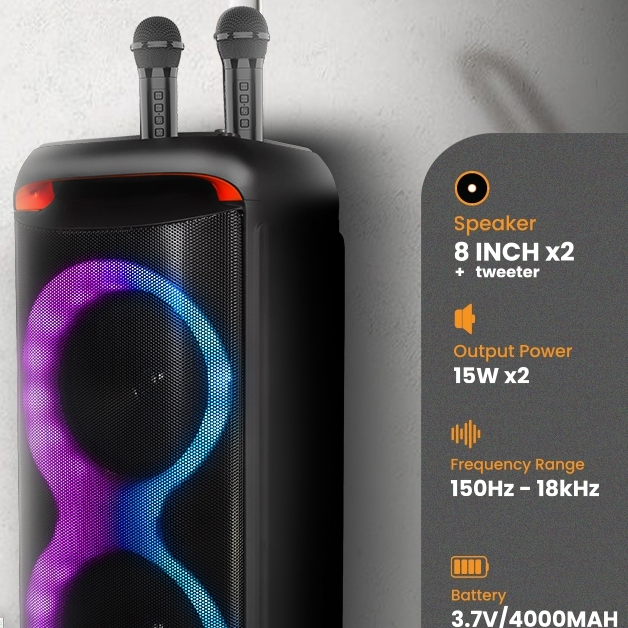 ลำโพงบลูทูธ SAAG รุ่น BLAZE Speaker ลำโพงปาร์ตี้ไร้สาย พร้อมไมค์ มีไฟ LED ลำโพงเสียงดี ลำโพงคารา ...