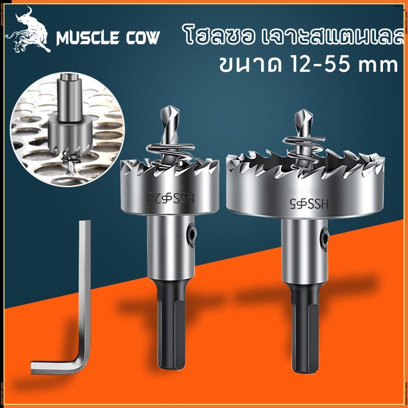 MUSCLE COW ดอกสว่าน โฮลซอเจาะเหล็ก อลูมิเนียม HSS ขนาด 12-55 mm Hole ...