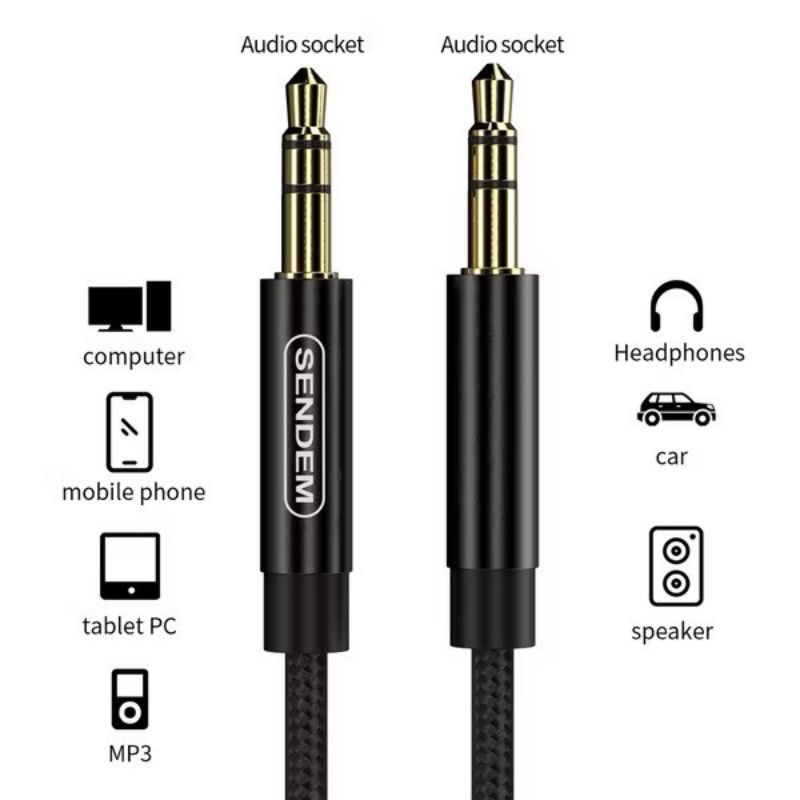สาย AUX Sendem รุ่น A01ความยาวสาย 1M ขนาดแจ็ค 3.5 mm | Shopee Thailand