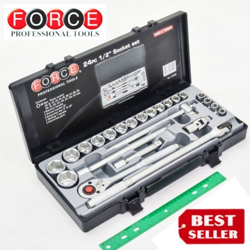 FORCE 4245B ชุดลูกบ๊อกซ์ขนาด 1/2 นิ้ว ชุดลูกบล็อก 6เหลี่ยม 24ชิ้นชุด ...