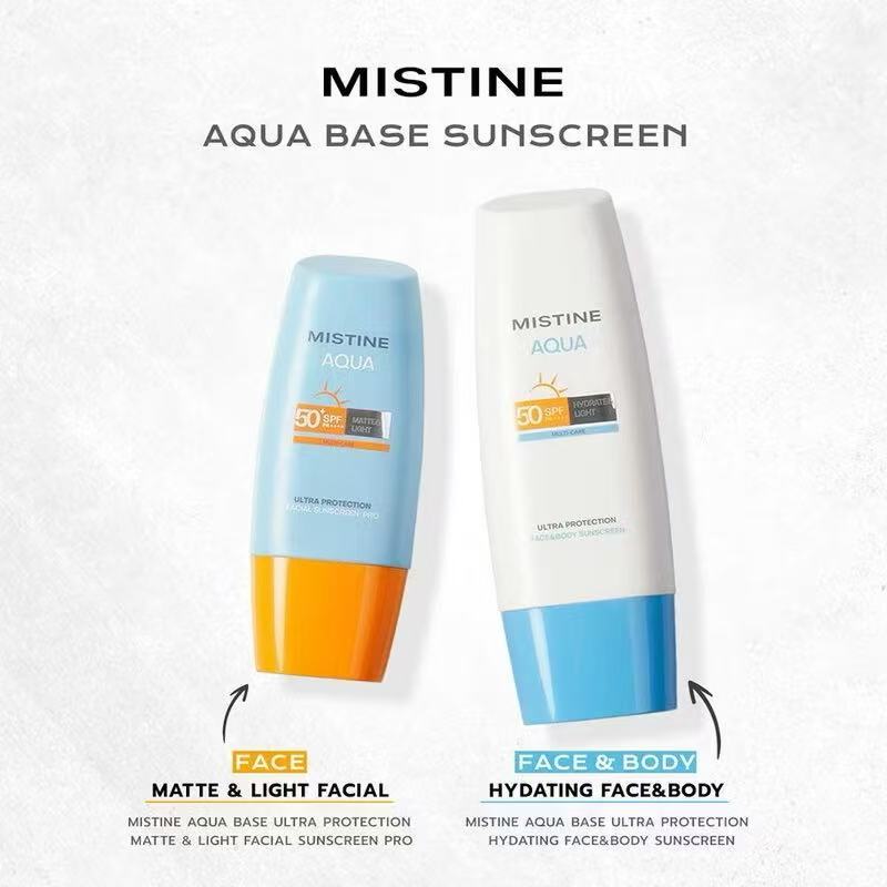 ผลิต2024 Mistine มิสทิน อะควา เบส อัลตร้า โพรเทคชั่น ไฮเดรทติ้ง เฟซบอดี้ ซันสกรีน SPF50 PA ...