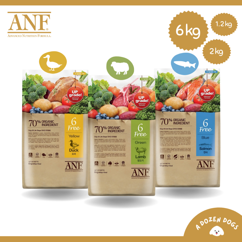 ANF อาหารสุนัข Organic 6 Free DOG 1.2kg. 2kg. 4 kg. 6kg ออร์แกนิค สูตร ...