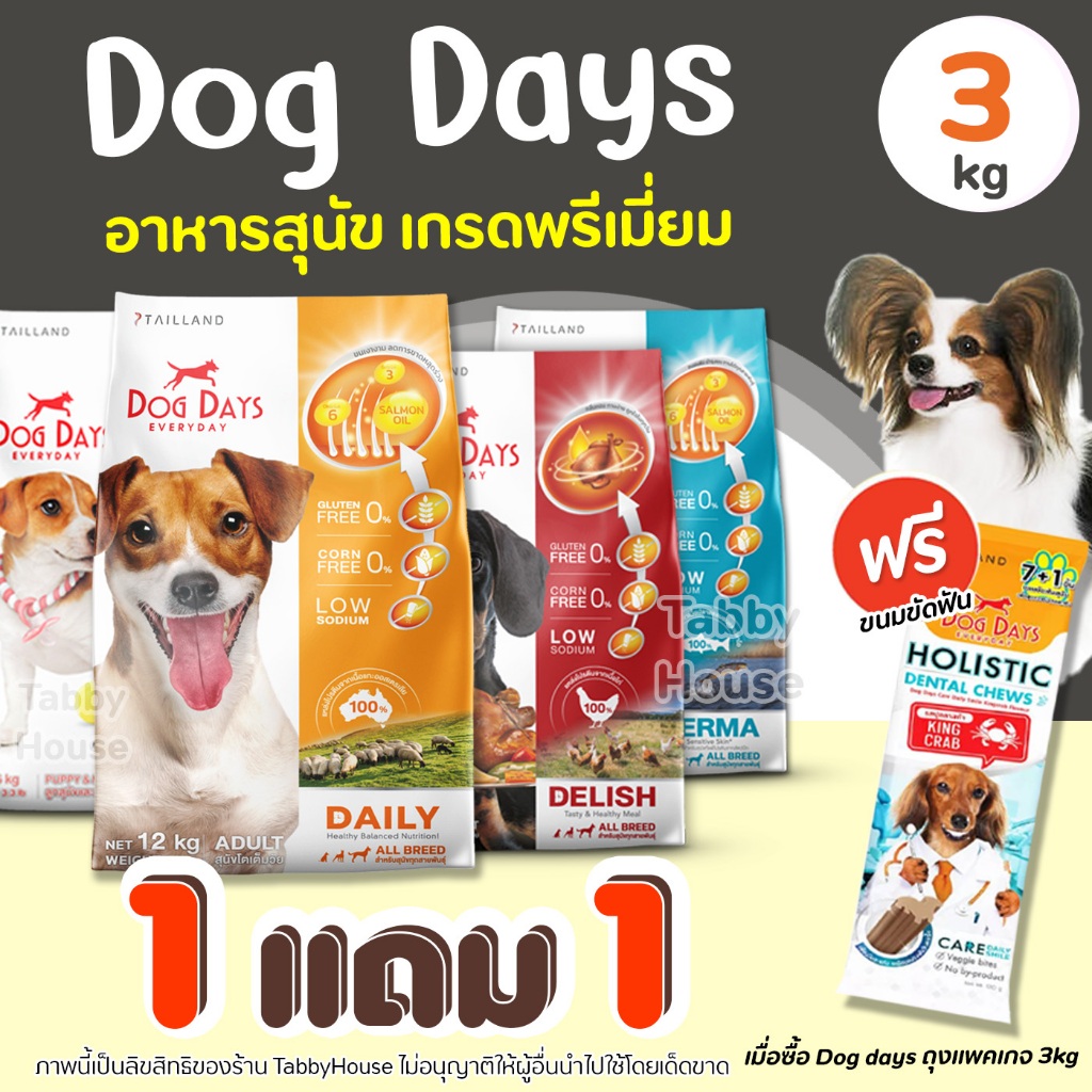 (3kg) Dog Days อาหารเม็ดพรีเมียม สำหรับสุนัขโต สูตรเนื้อแกะและข้าว ขนาด ...