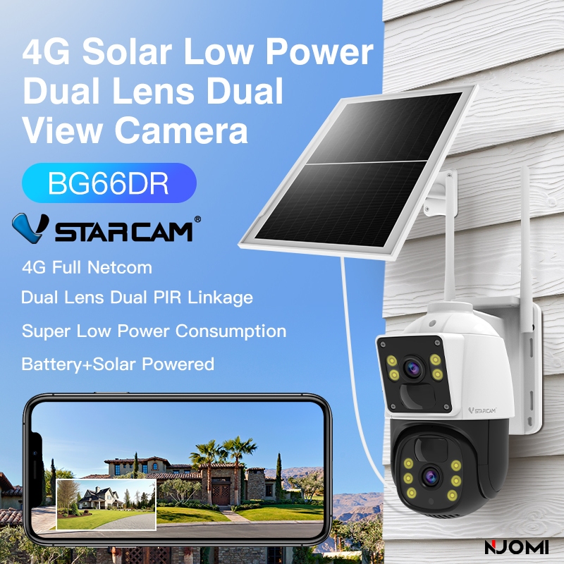 VSTARCAM BG66DR 4G LTE SIM SUPER HD 1296P 3MP x 2 เลนส์กล้อง กล้องวงจรปิดใส่ซิม + แผงโซล่าเซลล์ ...