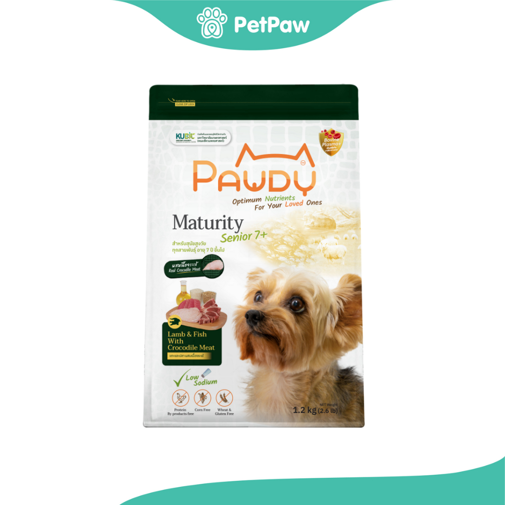 Pawdy อาหารสุนัขเกรดพรีเมียม สูตรสำหรับสุนัขสูงวัย รสแกะและปลาผสมเนื้อ ...