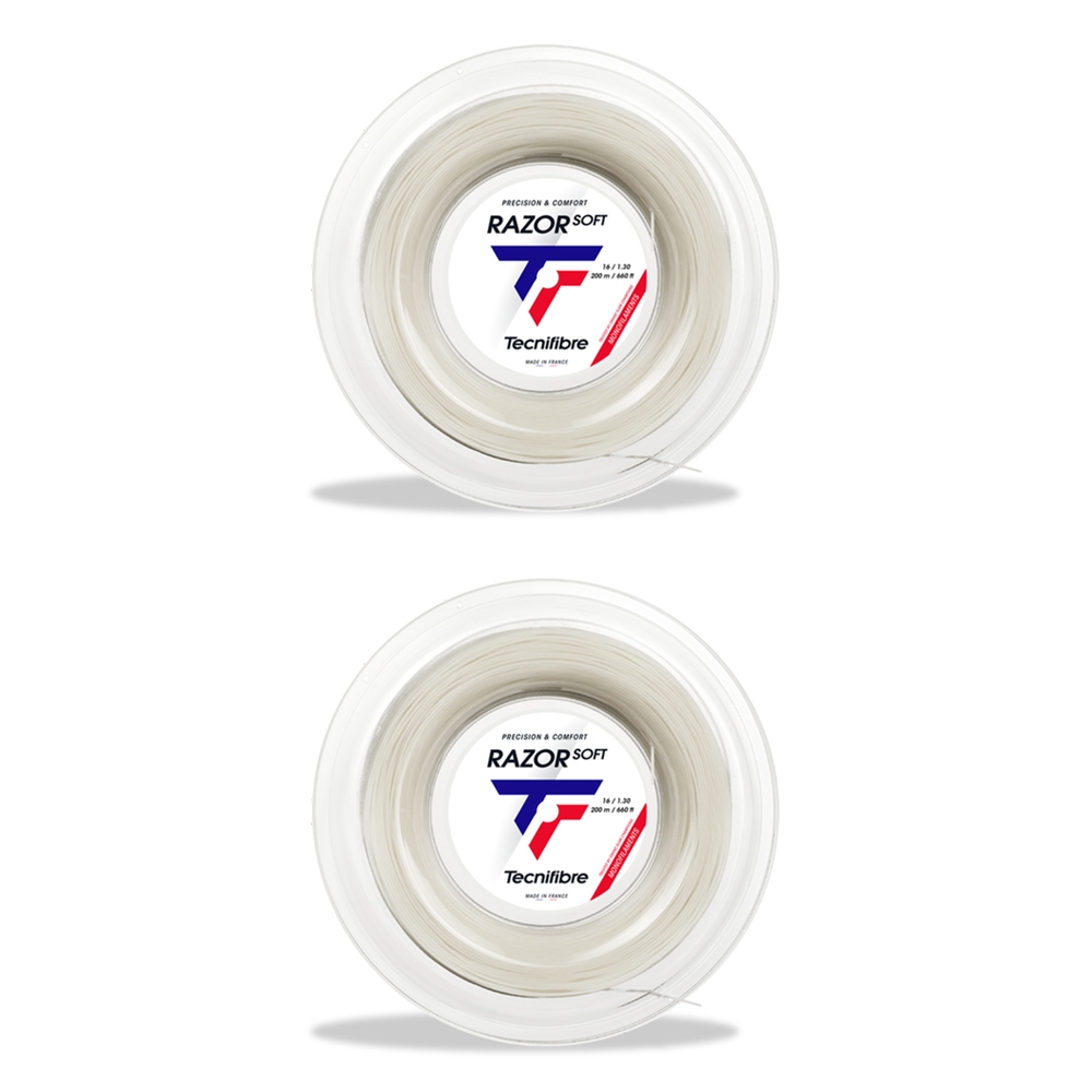 Tecnifibre เอ็นไม้เทนนิสแบ่งขาย Razor Soft 17/1.25mm , 18/1.20mm Tennis Strings Reel | White (2 ...