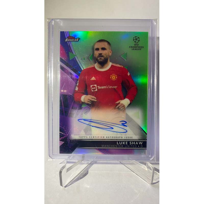 การ์ดนักฟุตบอลสำหรับสะสม LUKE SHAW (ลายเซ็น + Run#09/99) MANCHESTER ...