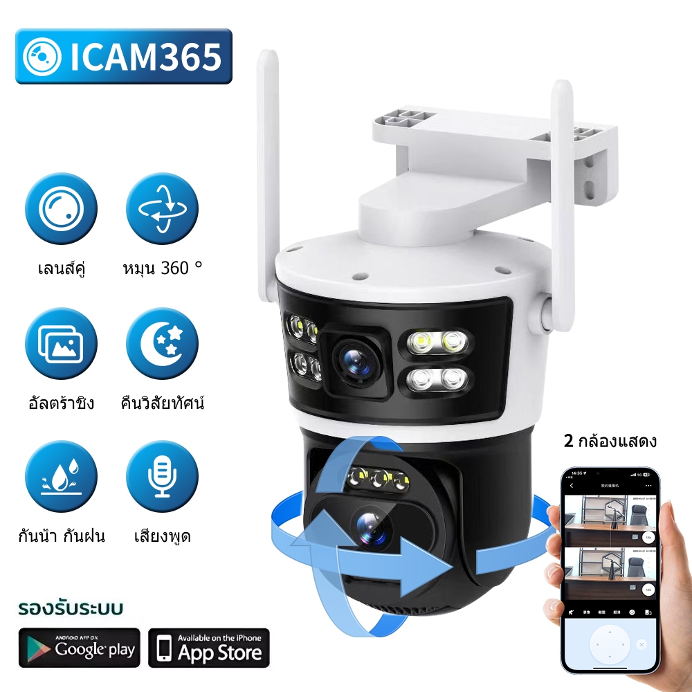 icam 365 กล้อง WiFi เลนส์คู่ 2 กล้องสามารถดู 5 ล้านพิกเซลภาพสีกลางคืน ...