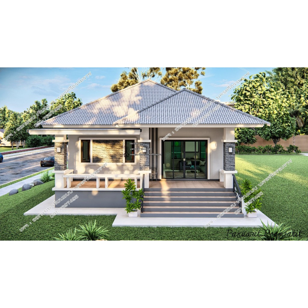 P70 แบบบ้านปั้นหยา 3ห้องนอน 2ห้องน้ำ พื้นที่ใช้สอย 103 ตร.ม. [จัดส่งฟรี] | Shopee Thailand