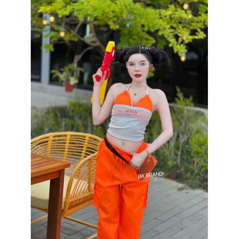 Phapassz - Set 4 ชิ้น เกาะอกบรา กางเกงกระเป๋าเกาะอกปัก BK BRAND แถมบราเสริมฟองน้ำ กางเกงขายาวทรง ...