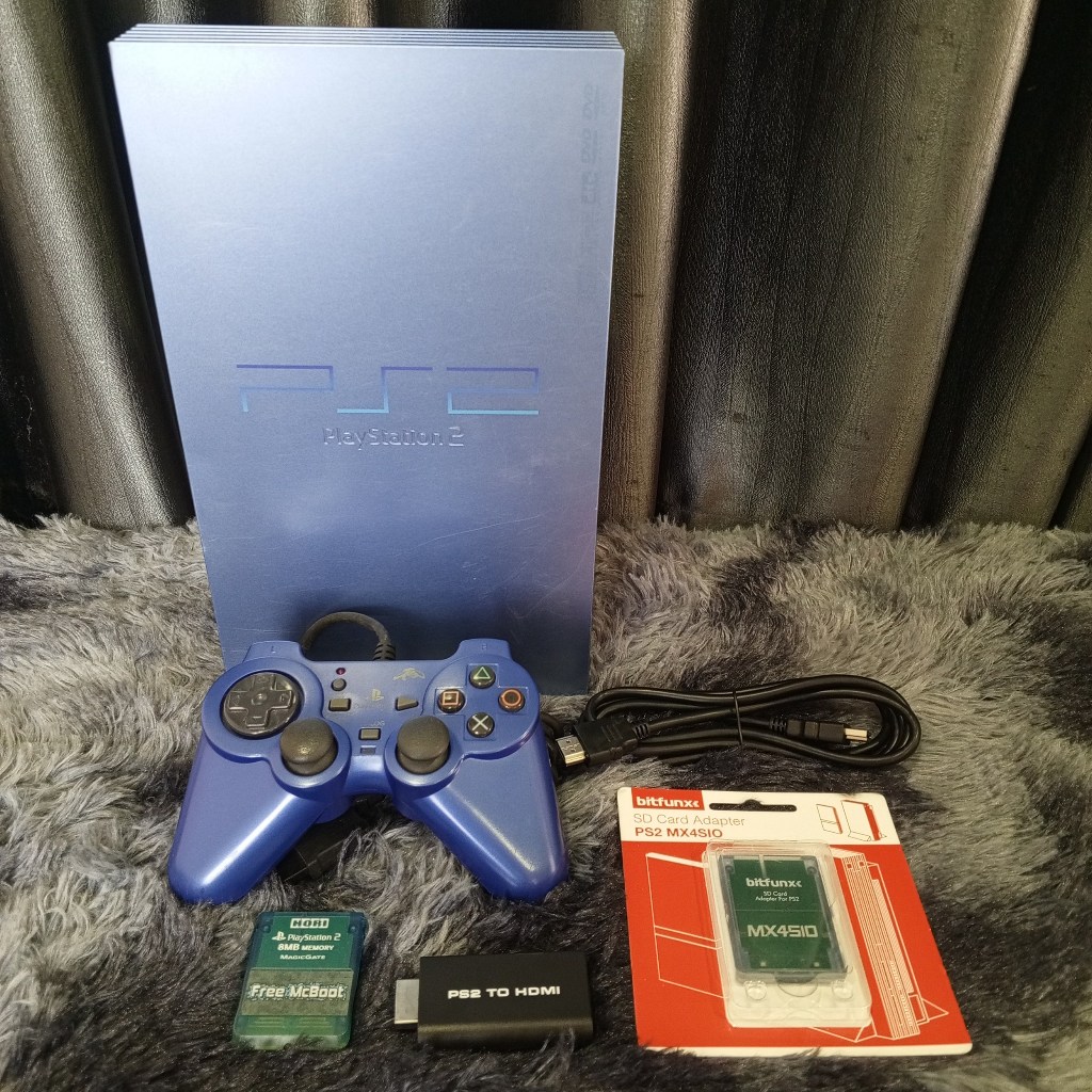 PLAYSTATION 2 FAT AQUA BLUE OPENLOADER+MEMORY CARD 128GB (USED) เครื่อง ...