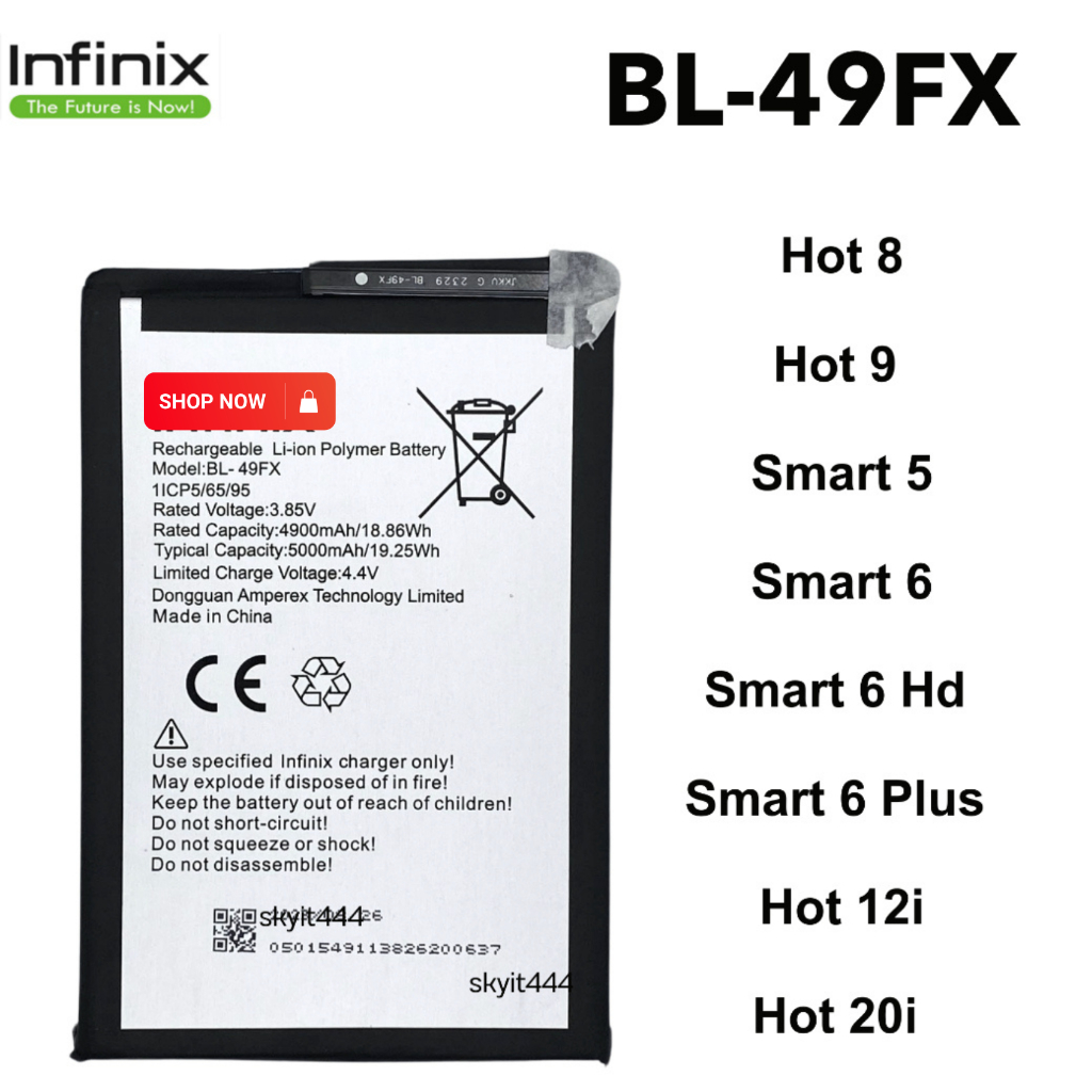 แบตเตอรี่ Infinix Hot8/ Hot9/ Smart5/Smart6/ Smart6 Hd /Smart6 Plus ...
