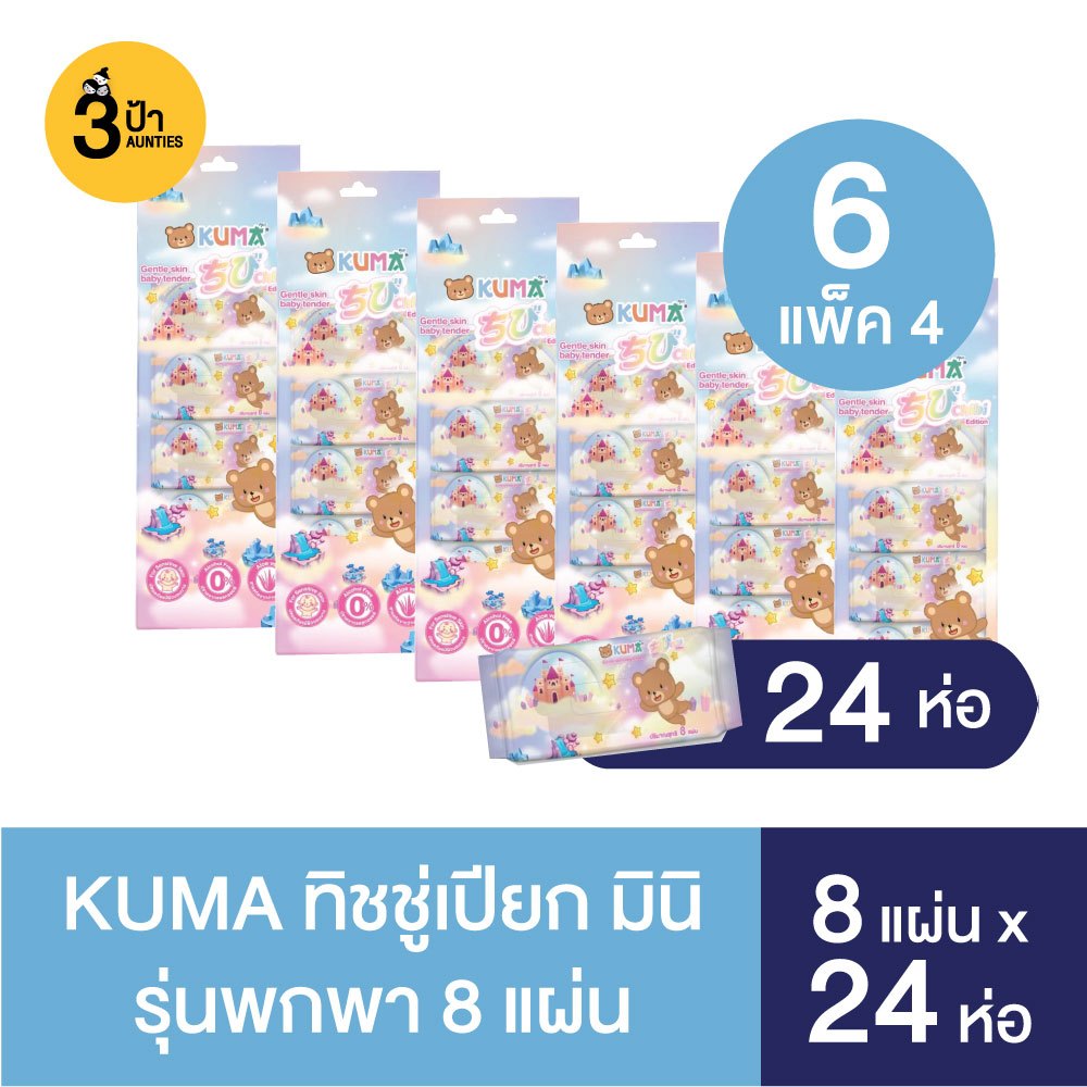 Kuma Chibi ทิชชูเปียก ขนาดพกพาไซส์มินิ 8 แผ่น (แพ็ค 4 ห่อ) | Shopee ...