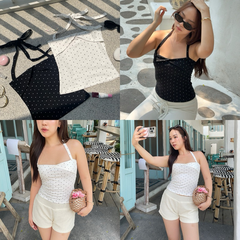 dottie top by Duex Studio เสื้อผูกคอลายpolkadot ผ้าคอตตอนนุ่มยืดใส่สบาย ...