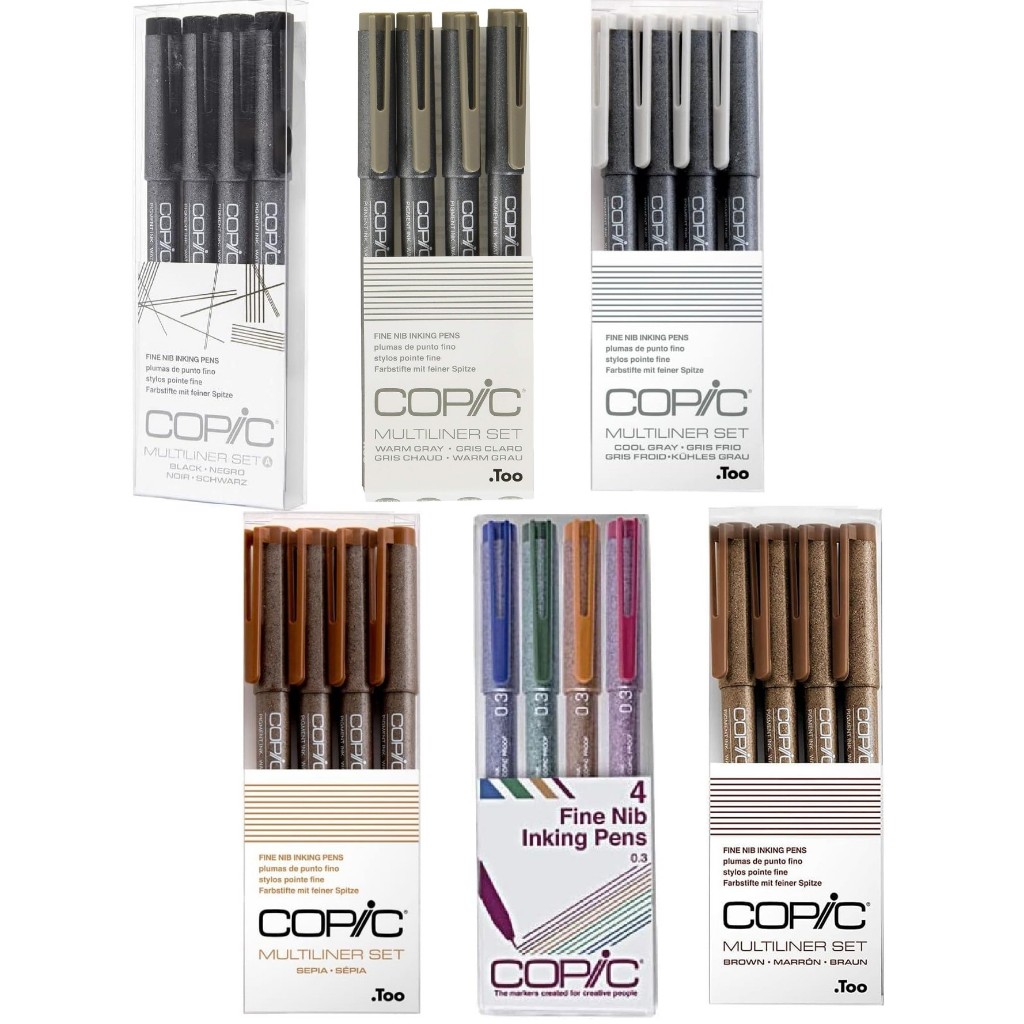 COPIC Too ปากกา Copic Multiliner ชุด 4 ชิ้น เครื่องเขียนจากญี่ปุ่น ...
