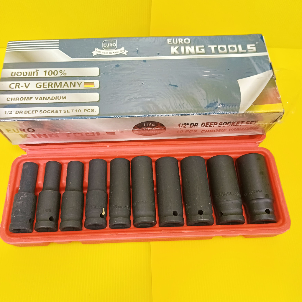 EURO KING TOOLS ลูกบล็อกยาวดำ 1/2" (4หุน) 10 ชิ้น/ชุด แท้ 100% | Shopee ...
