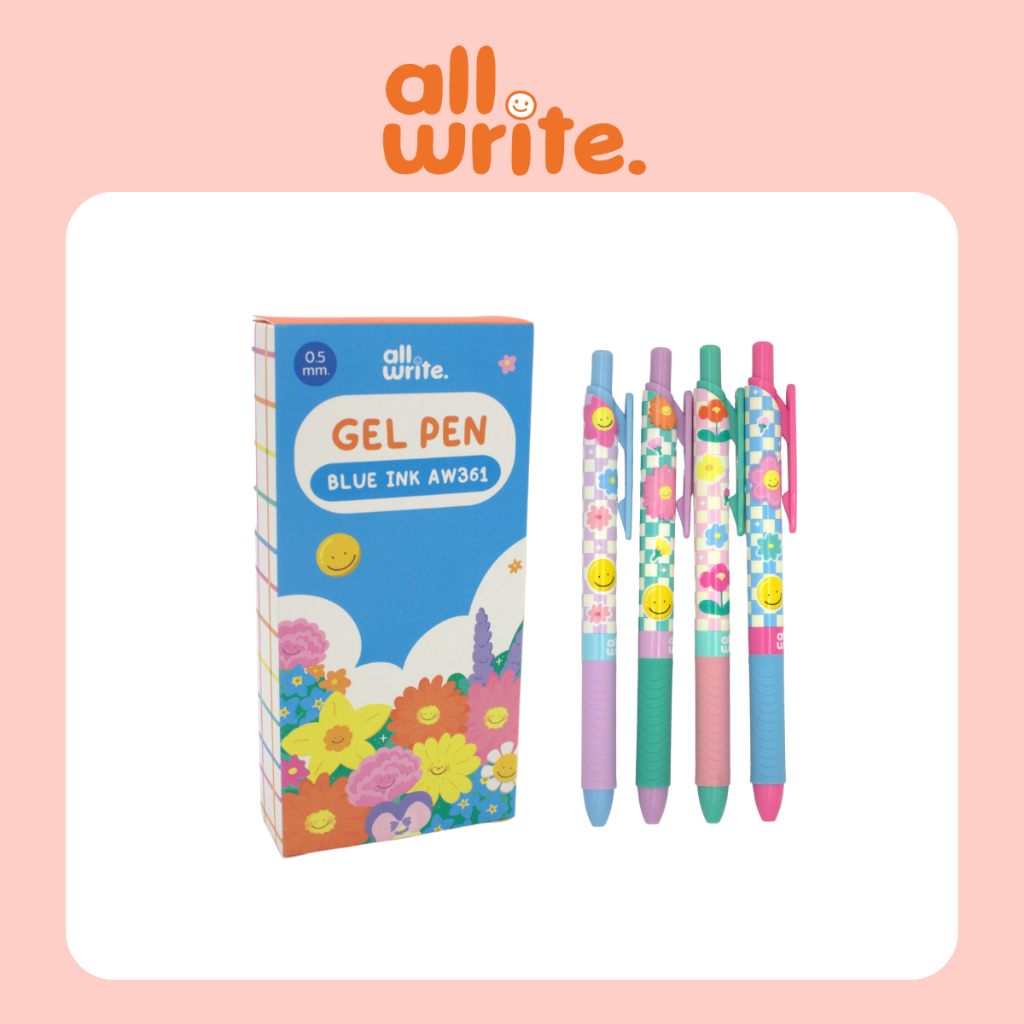 ️ allwrite Gel Pen – ปากกาออไรท์ หมึกเจลลายดอกไม้สุดคิวท์ (1 กล่อง 12 ด้าม) | Shopee Thailand
