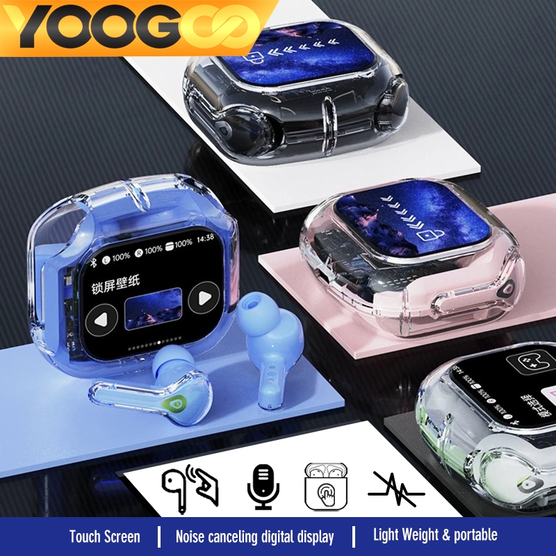 YOOGOO หูฟังบลูทูธพร้อมหน้าจอทัชสกรีน หูฟังไร้สาย ตัดเสียงรบกวน พร้อม ...