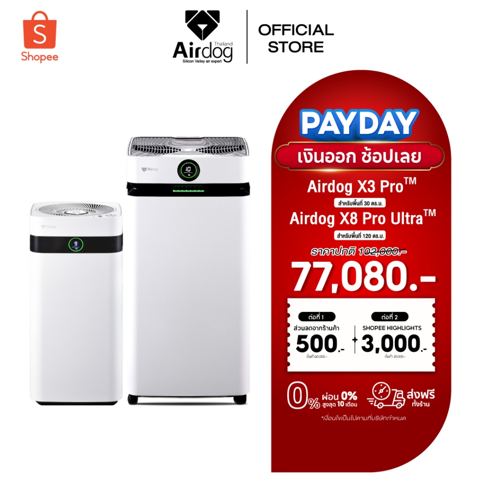 Airdog X8proUltra (D)เครื่องฟอกอากาศ สำหรับห้องขนาด100-120ตร.ม. + Airdog X3pro(D) สำหรับห้อง 15 ...